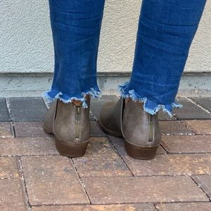 Boutique | Shoes | Distressed Taupe V Cut Out Sides Ankle Booties ...